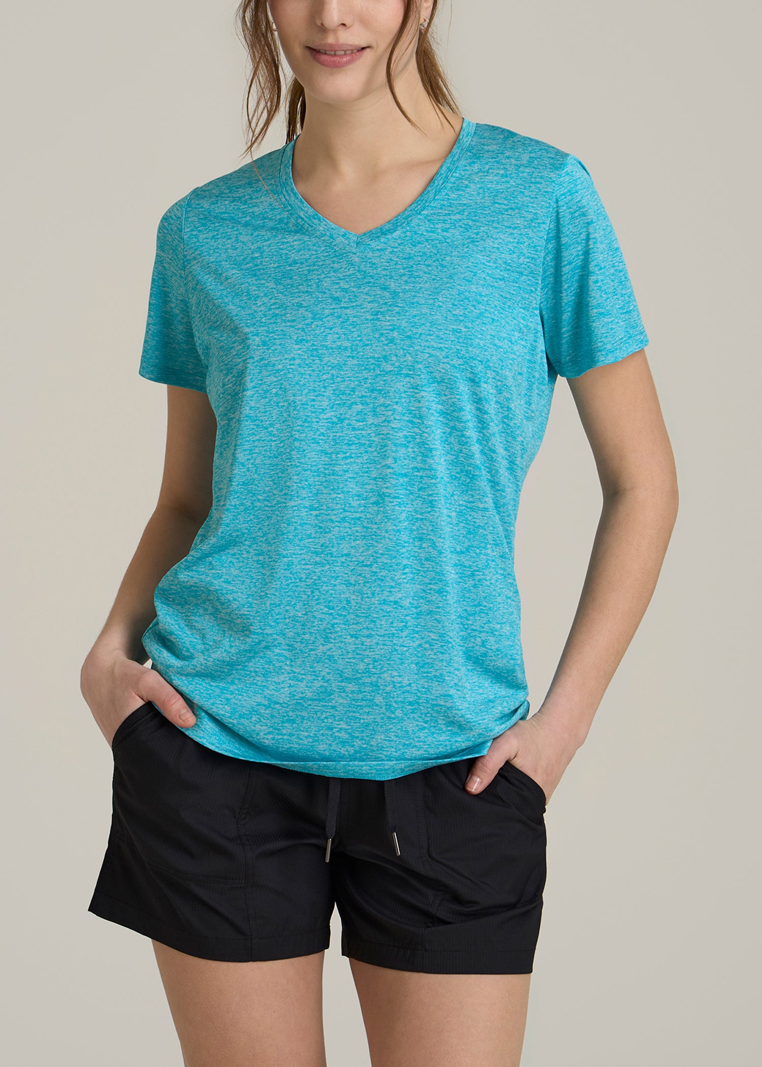 Short Sleeve Active V-Neck T-Shirt for Tall Women | American Tall