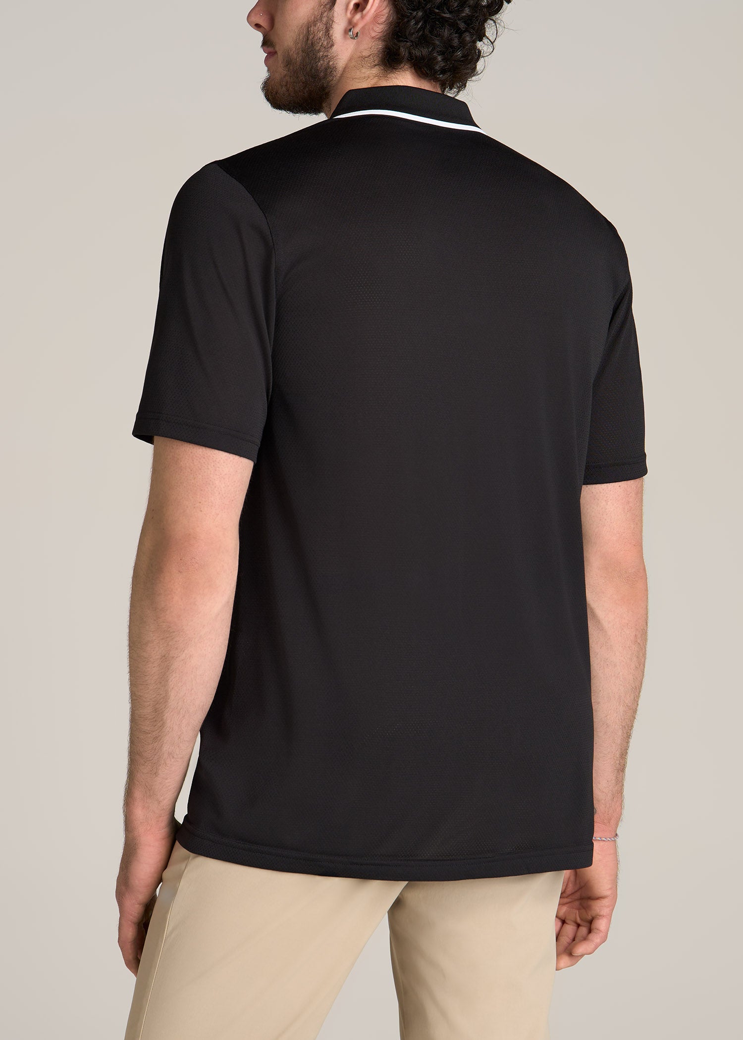A.T. Performance Tipped Golf Polo for Tall Men | Black | American Tall