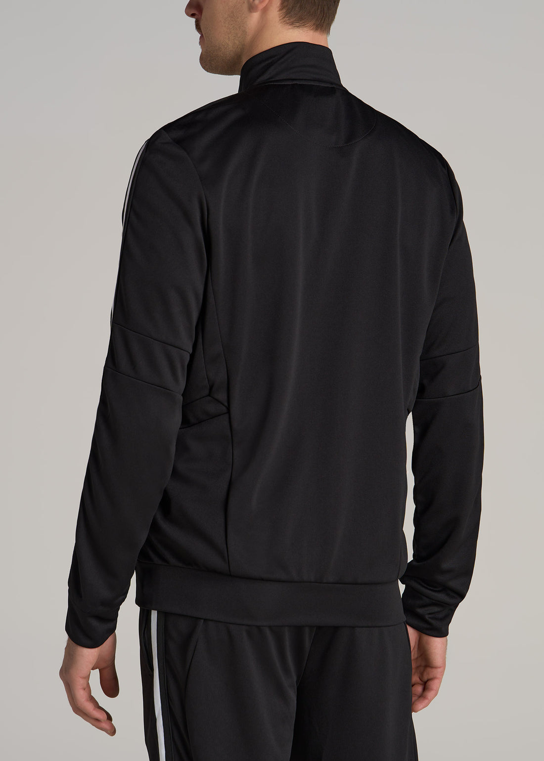 Tall Men's Athletic Black Jacket With White Stripes | American Tall