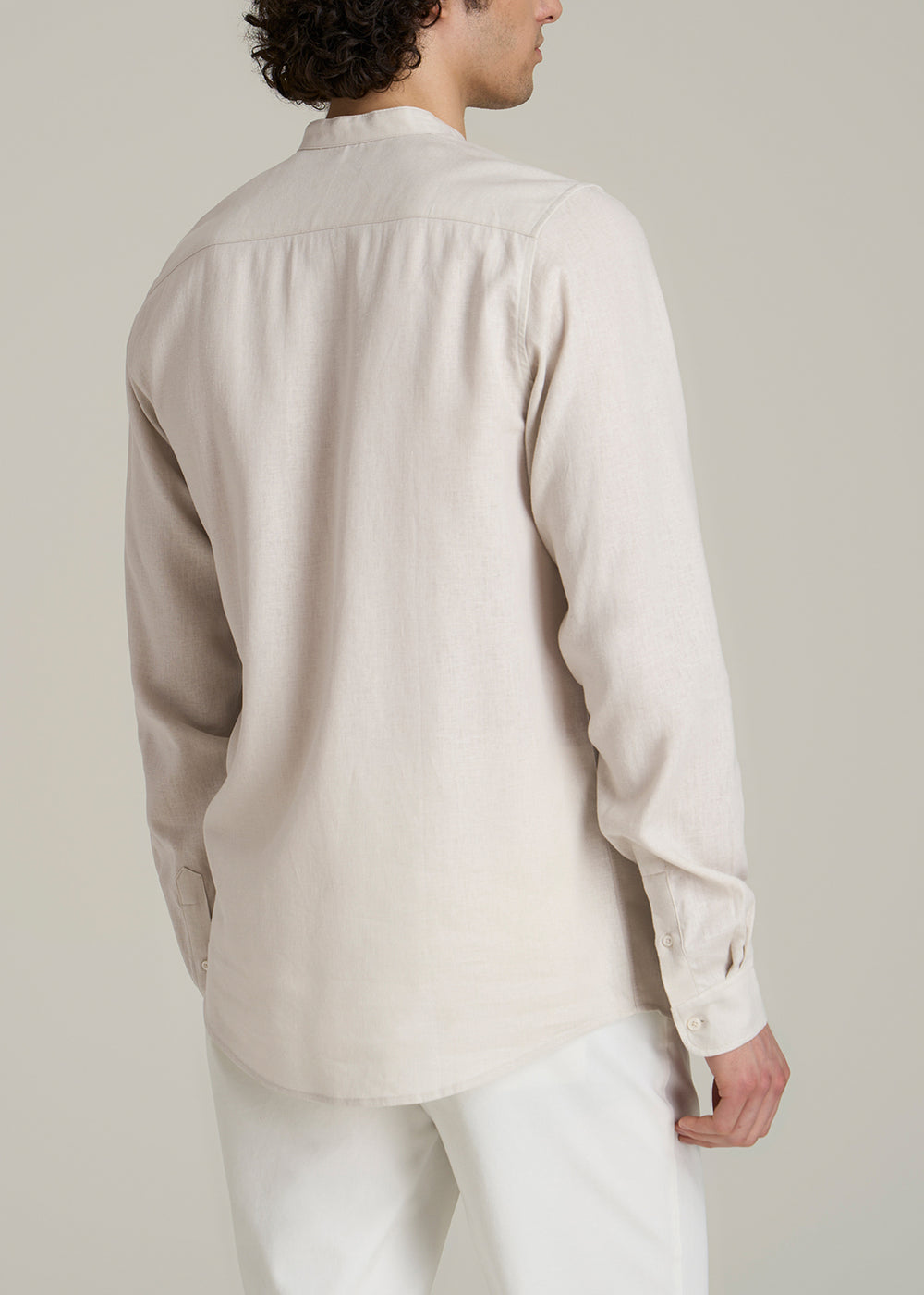 Band Collar Linen Button Shirt for Tall Men | American Tall