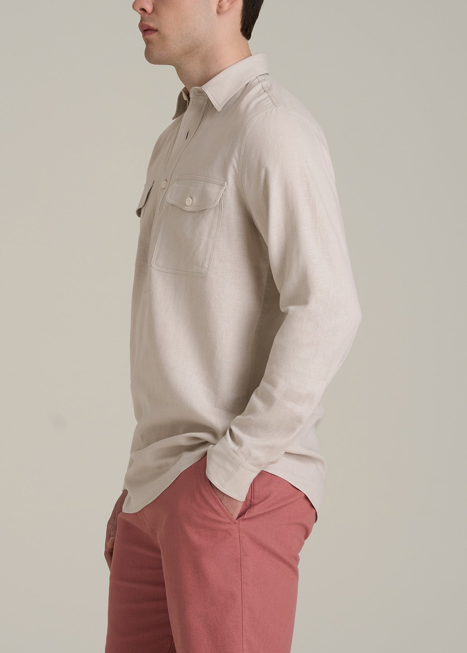 Linen Popover Shirt for Tall Men | American Tall