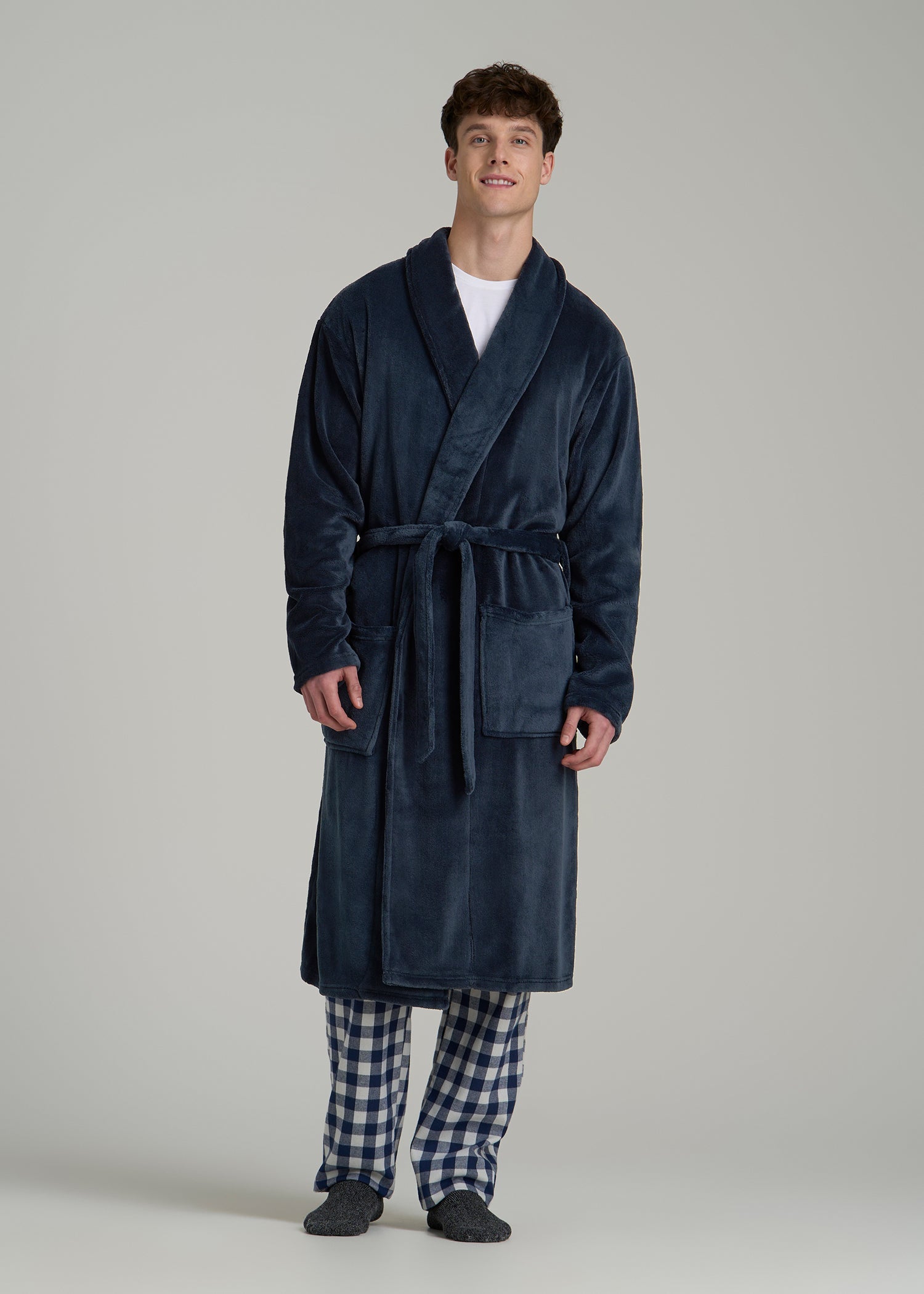 Men's Tall Lounge Robe Navy | American Tall