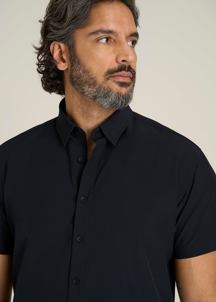 Short Sleeve Traveler Stretch Button Shirt For Tall Men | American Tall