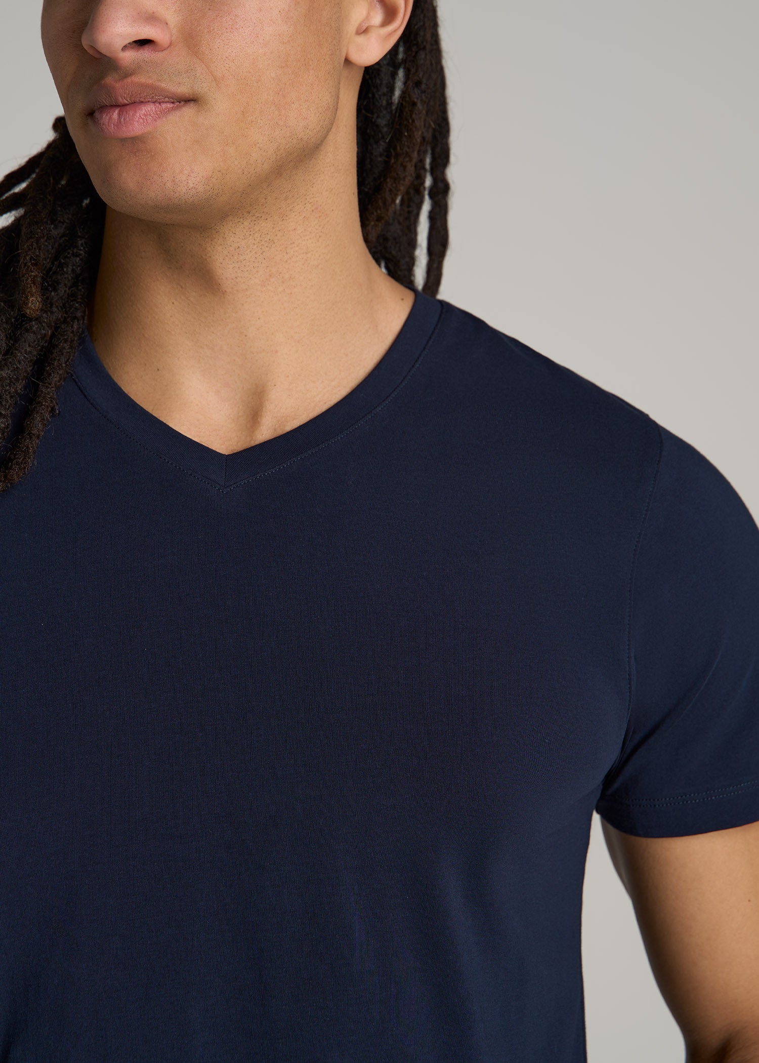 Stretch Cotton V-Neck T-Shirt for Tall Men | American Tall