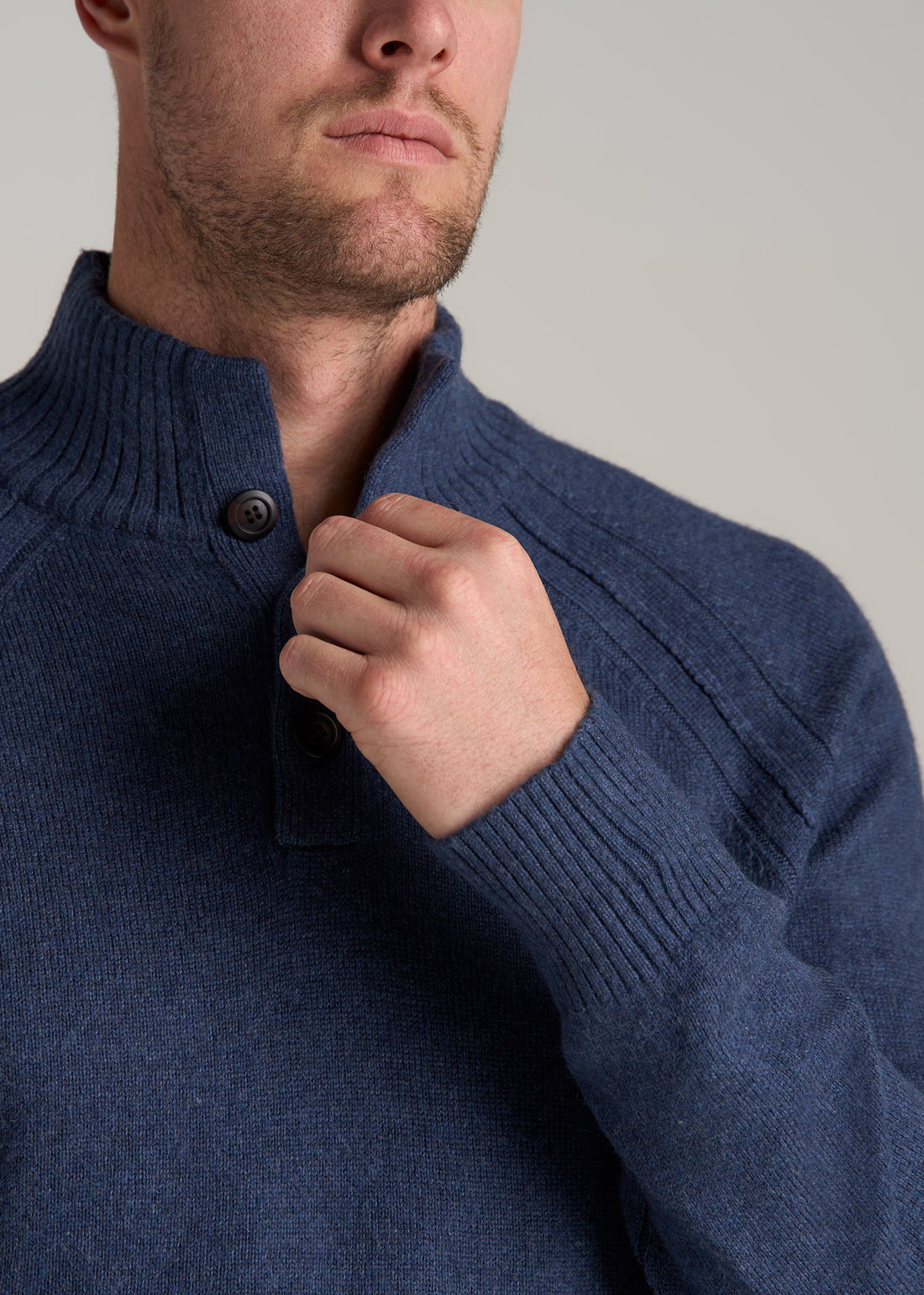 Three Button Mock Neck Tall Men's Sweater | American Tall