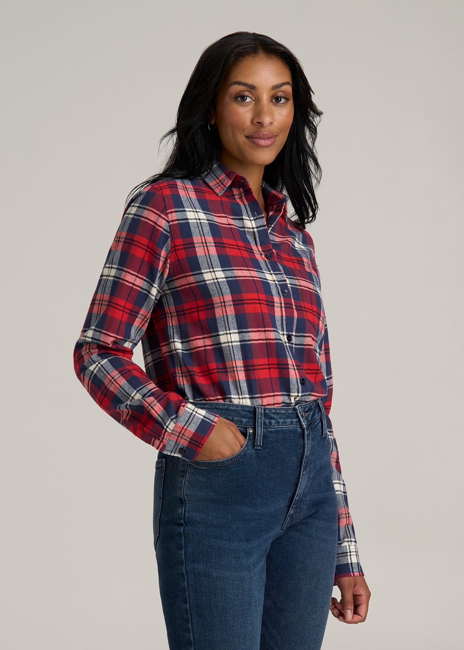 Flannel Button-Up Shirt for Tall Women | American Tall