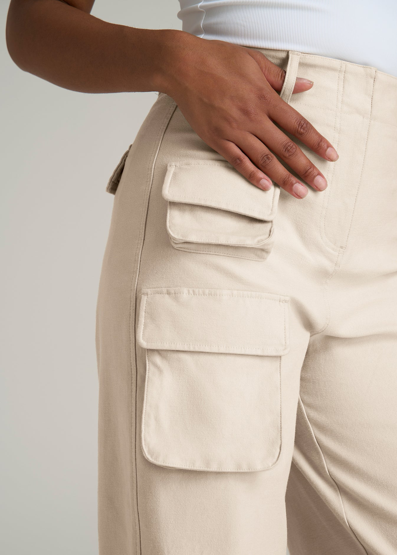 High-Waist Flat Front Cargo Pants for Tall Women | American Tall