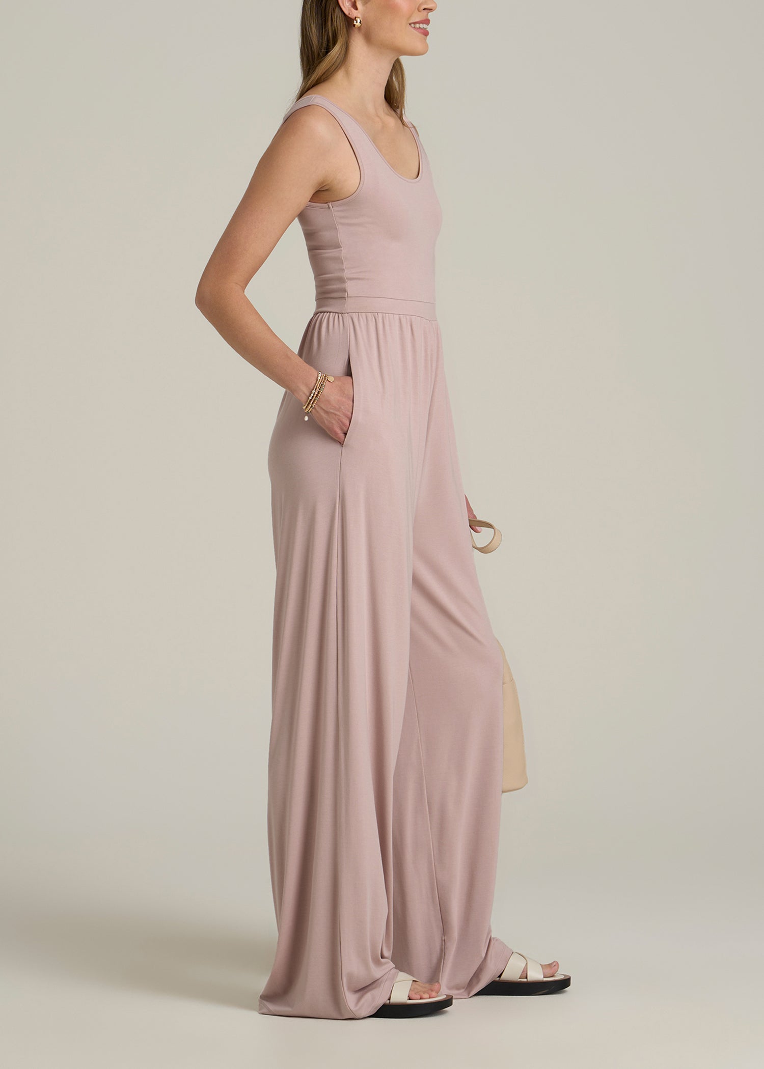 Jersey Tank Wide Leg Tall Women's Jumpsuit with Pockets | American Tall