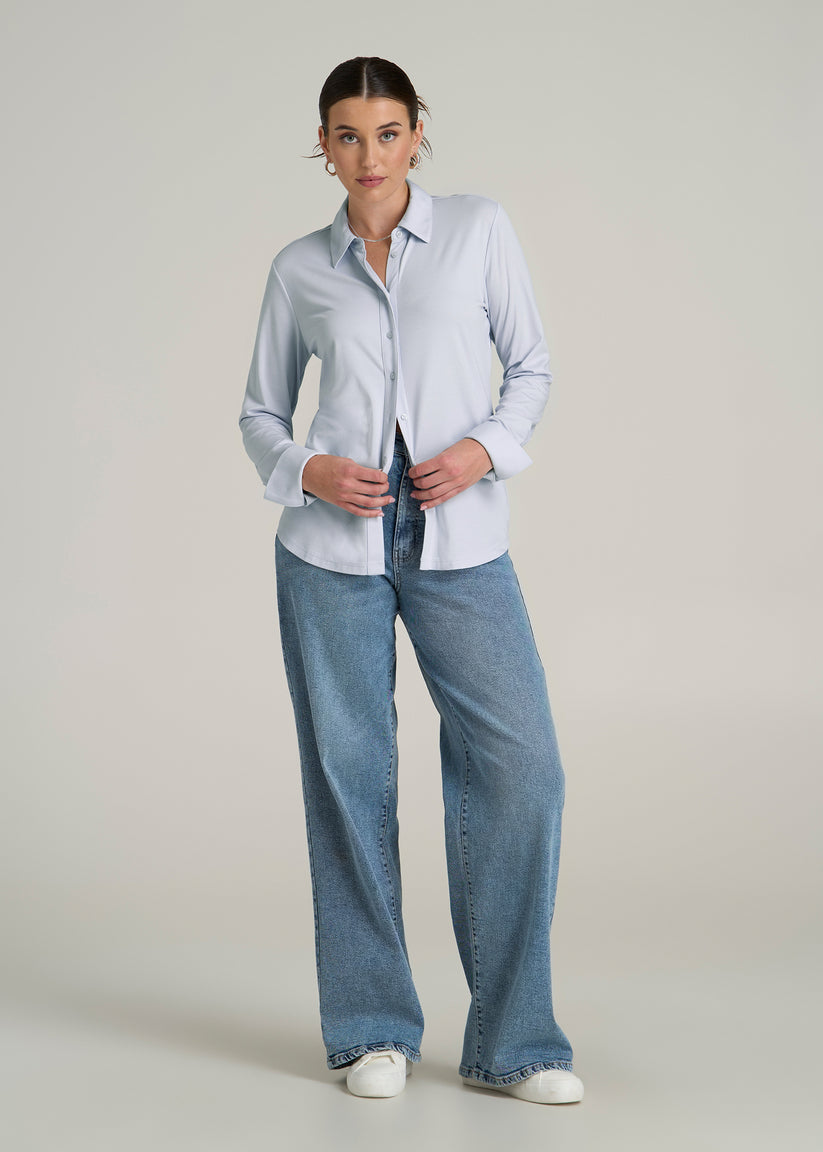 Slub Knit Button Up Women's Tall Shirt | American Tall