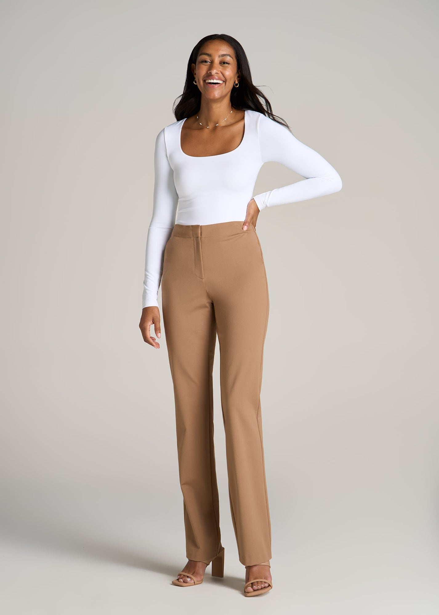 Long Sleeve Square Neck Bodysuit for Tall Women | American Tall