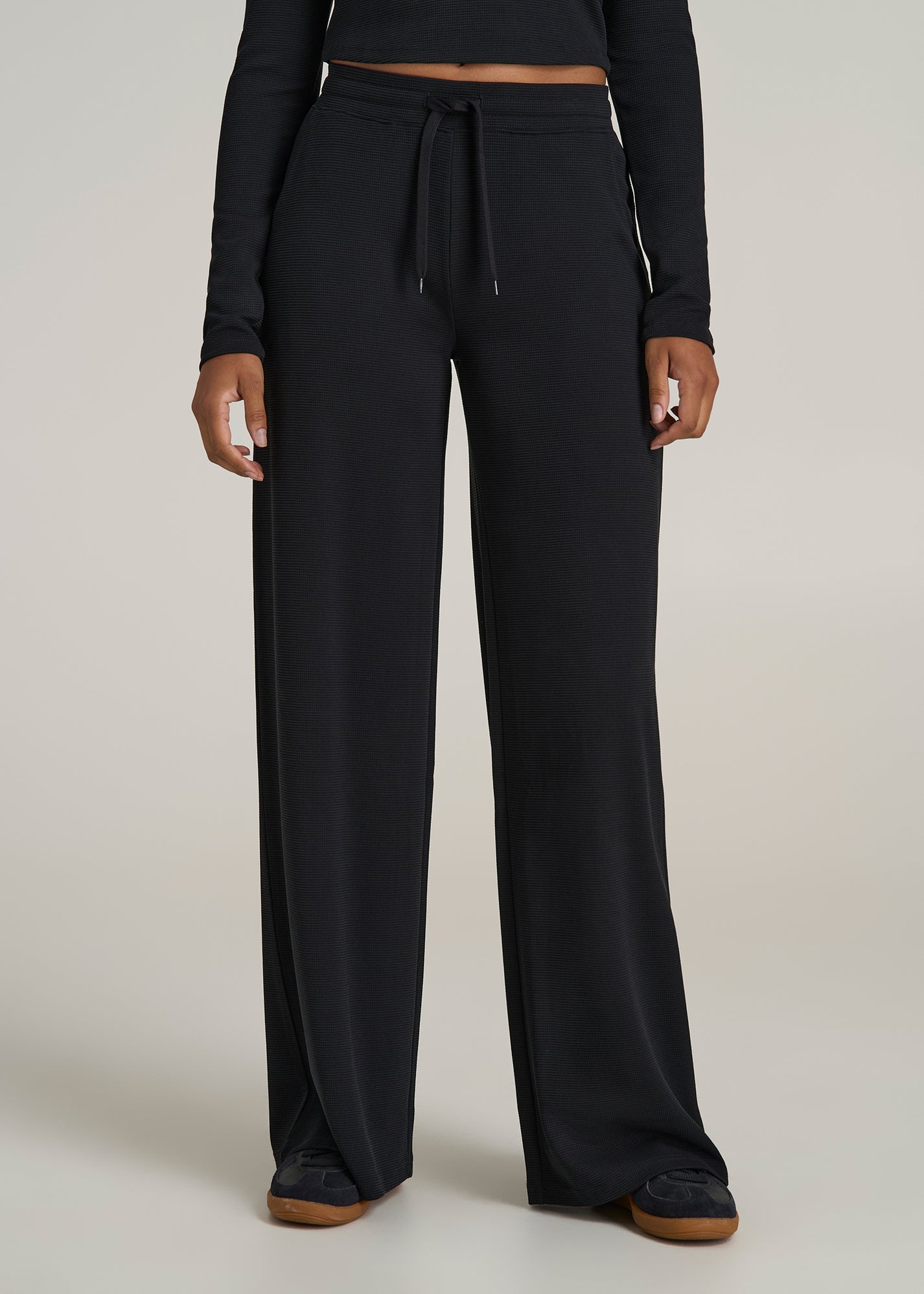 Mid-Rise Waffle Wide-Leg Pants for Tall Women | American Tall
