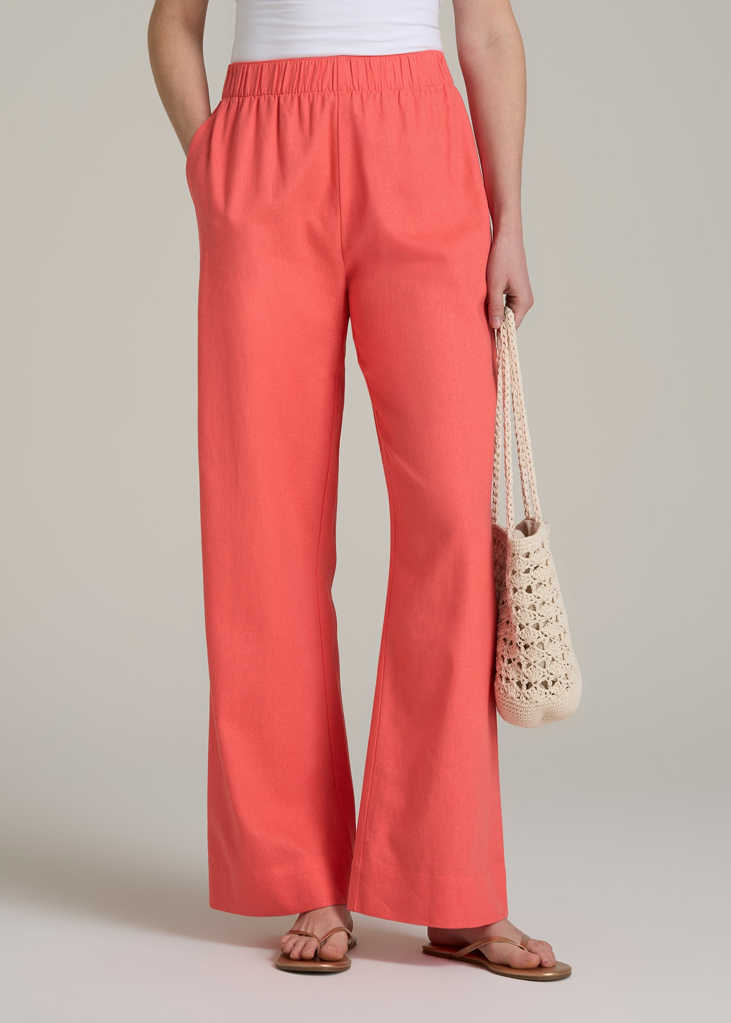 Pull On Wide Leg Linen Pants for Tall Women | American Tall