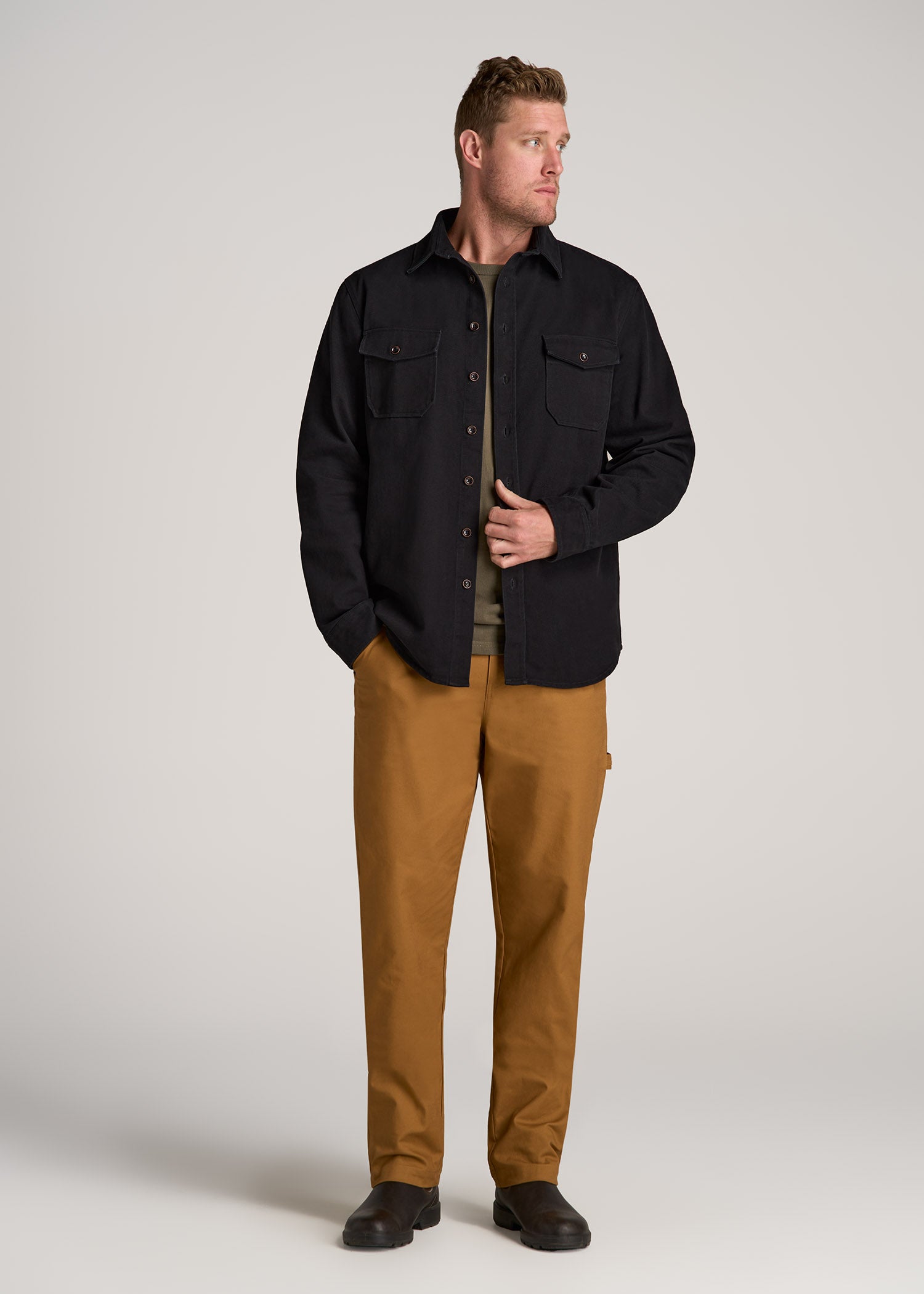 LJ&S Heavyweight Cotton Twill Overshirt for Tall Men | American Tall