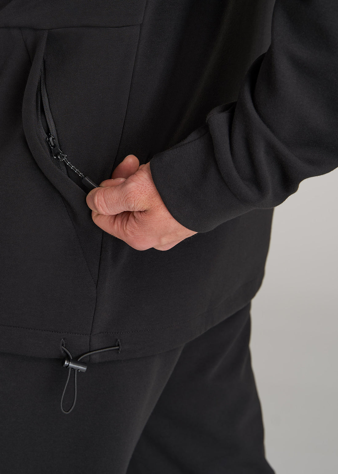 Mens Tall Tech Knit Performance Hooded Track Jacket Black – American Tall