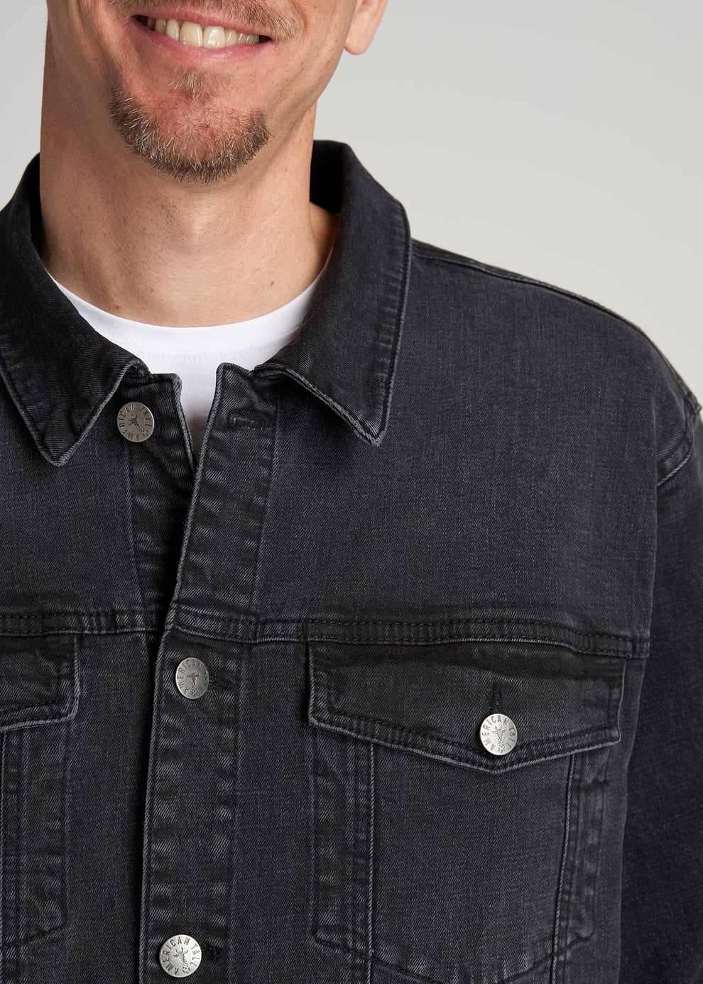 Men's Tall Denim Trucker Jacket Washed Black | American Tall