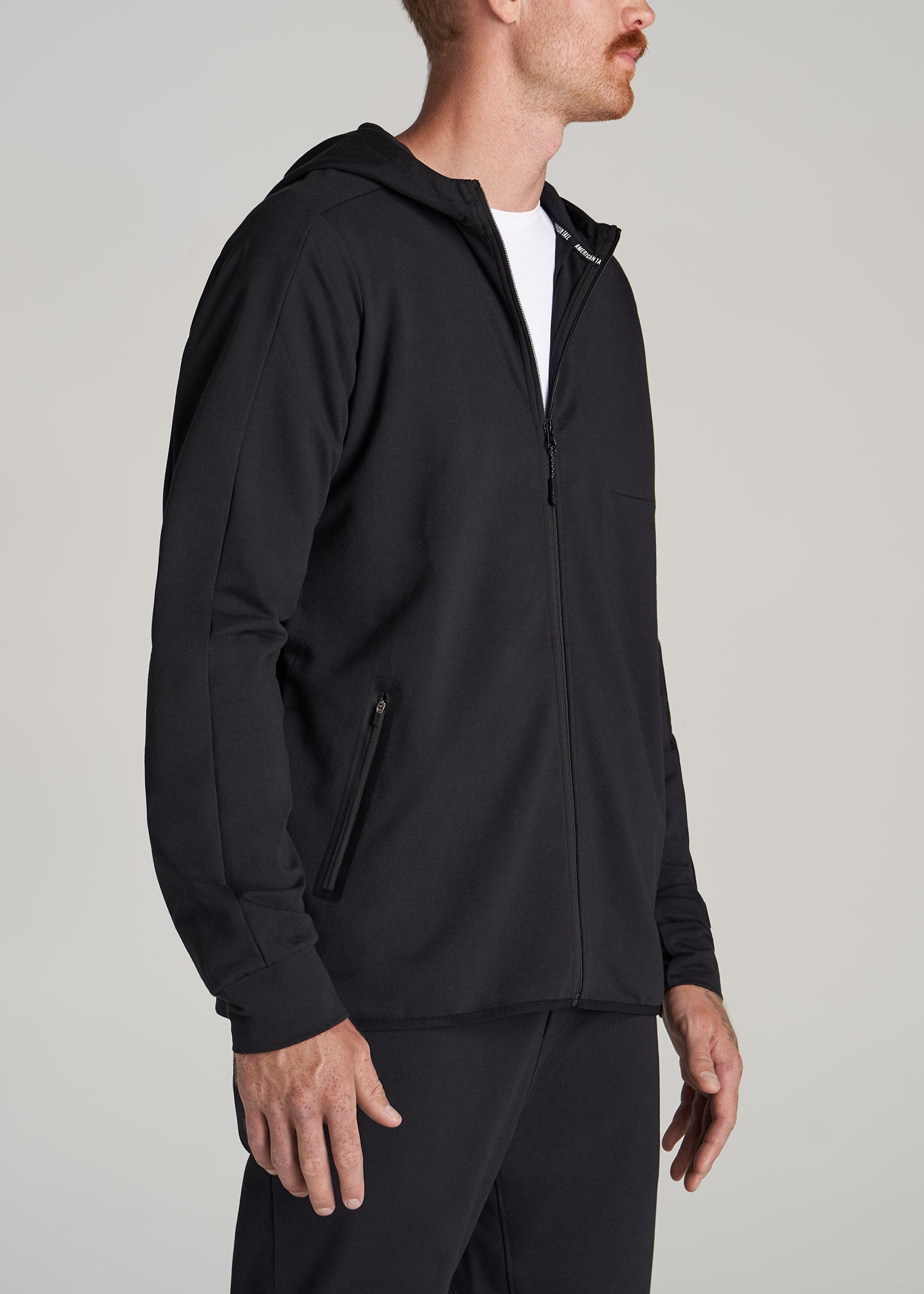 Men's Tall Full Zip Tech Hoodie Black | American Tall