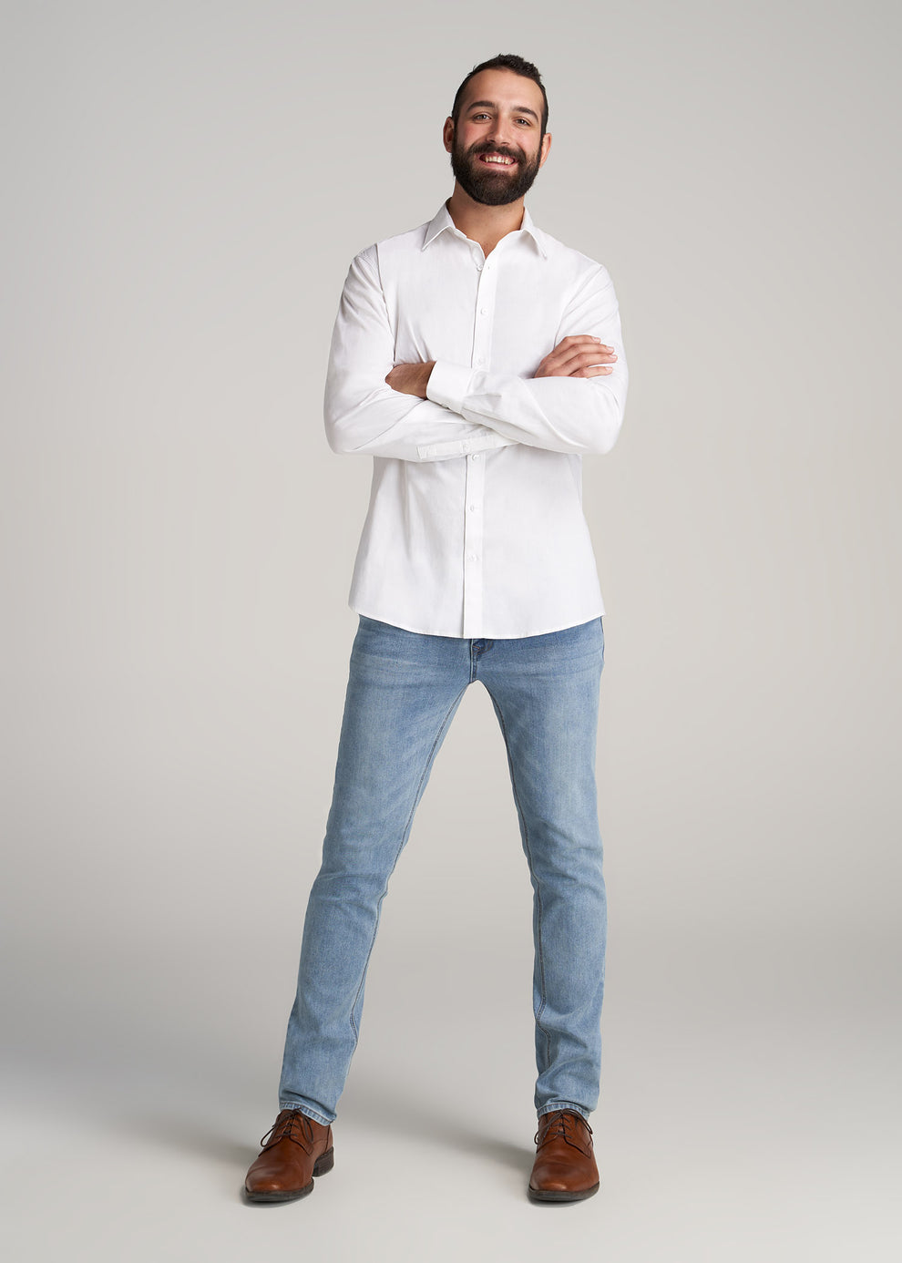 Mens Tall Shirts: Men's Tall Easy Care Bright White Shirts – American Tall