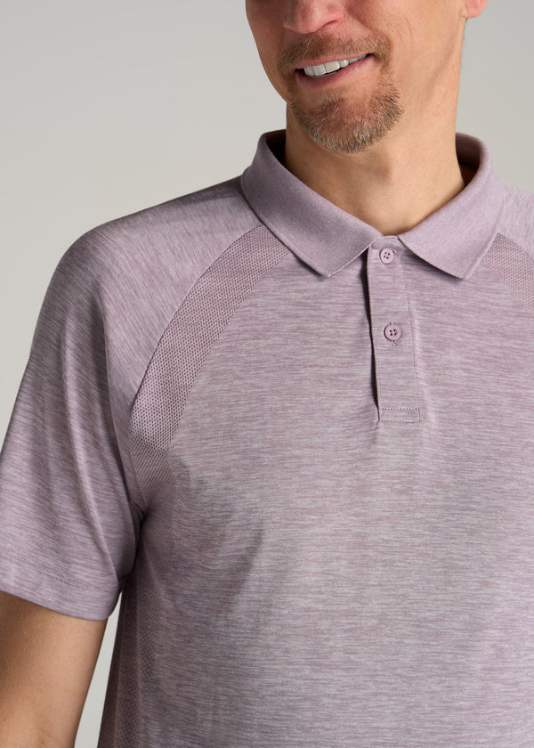 Men's Tall A.T. Performance Golf Polo Raglan Lavender Mix | American Tall