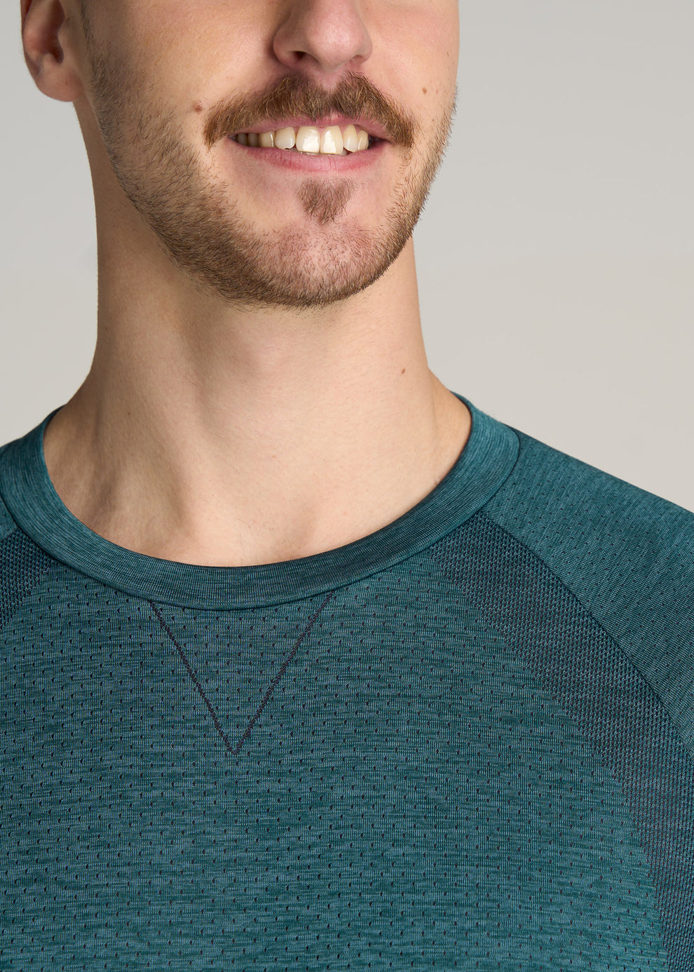 Teal Mix Tall Tech LS Raglan Tee | American Tall