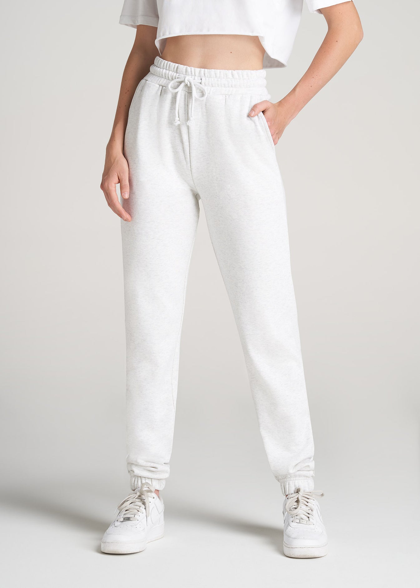 Tall Women's Fitted Sweatpants: High-Waisted White Sweatpants ...