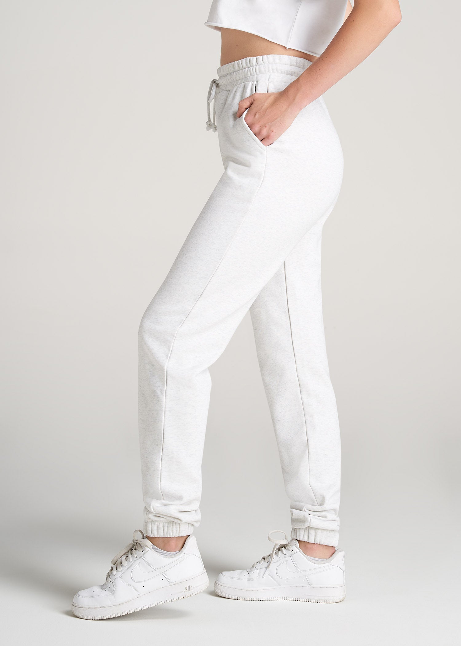 Tall Women's Fitted Sweatpants: High-Waisted White Sweatpants ...