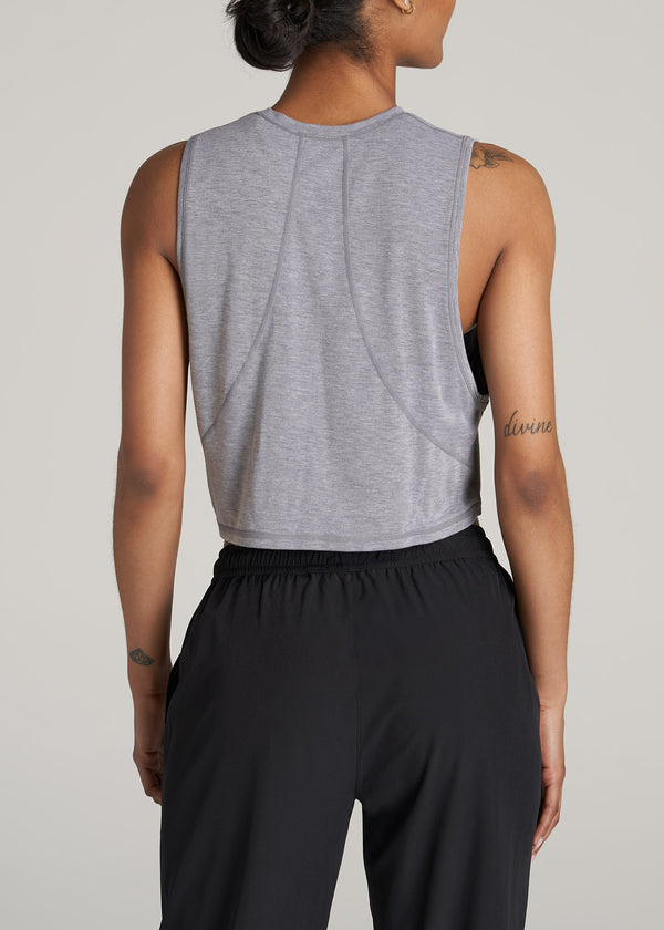 Women's Cropped Muscle Tank: Tall Cropped Muscle Tank Grey – American Tall